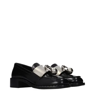Prada Womens Black Leather Slip-On Loafers