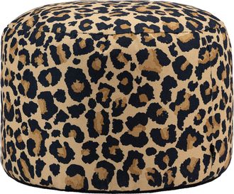 Icon Brand Milano Leopard Hocker, Webstoff, Sitzsack Stuhl, Sitzpuff Hocker mit Füllung, Fußhocker für das Wohnzimmer, Deko Wohnzimmer, Garten