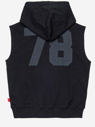 Diesel Boys Sleeveless Cotton Mesh Sweatshirt Black Hoods & Sweatshirts