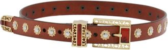 Golden Goose G&uuml;rtel - Slim Brown Leather Belt - Gr. 80 - in Rot - f&uuml;r Damen