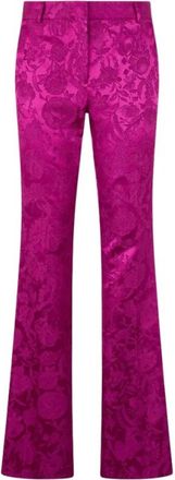 Roberto Cavalli Femme, Pantalons, Rose, Taille: 38 FR Florentine Flowers Jacquard Flare Pants