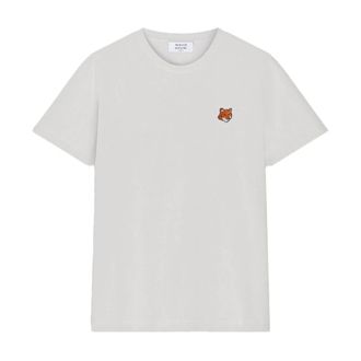 Maison Kitsun&eacute; Fox Head Patch Regular T-Shirt - - Tops - Damen - Wei&szlig; - S