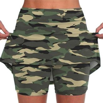 Generic Jupe athl&eacute;tique tendance pour femme avec poches - Imprim&eacute; camouflage - Jupes mi-hautes - Jupes de tennis - Short pour femme et gar&ccedil;on, camouflage, L