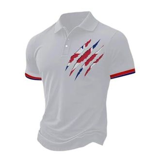 Generic Polo d&eacute;contract&eacute; pour homme avec coupe ample et col boutonn&eacute; &agrave; manches courtes pour le printemps et l&eacute;t&eacute; Tissu confortable et respirant, Gris clair., 