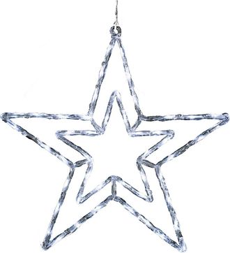 Konstsmide LED Acryl Stern, mit 8 Funktionen, Steuerger&auml;t und Memoryfunktion, 48 kalt wei&szlig;e Dioden, 24V Au&szlig;entrafo, transparentes Kabel - 4471-203, 58 x 58 x 1 c