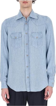Eleventy Homme, Chemises, Bleu, Taille: XL Camicia texas in lyocell-lino
