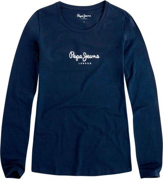 Pepe Jeans London Damen New Virginia Ls N T-Shirt, Marineblau, XXS