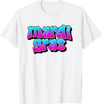 BDAZ Mardi Gras Graffiti Blau Rosa New Orleans Mobile Alabama T-Shirt