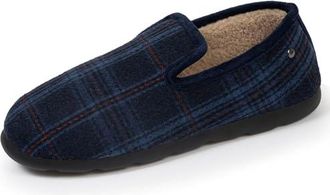 Isotoner Chaussons pantoufles Charentaises homme ultra confortables et chauds, technologie everywear, 43 EU, tartan bleu