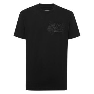 Philipp Plein Homme, Tops, Noir, Taille: XL Round Neck T-Shirt Deluxe Stones