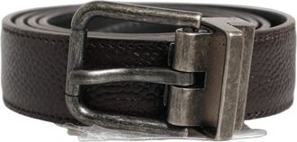 Dolce & Gabbana Homme, Accessoires, Brun, Taille: ONE Size Vintage Style Silver Buckle Belt