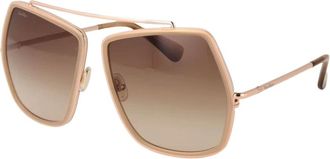 Max Mara Femme, Accessoires, Beige, Taille: ONE Size Metal Frame Aviator Lunettes de soleil