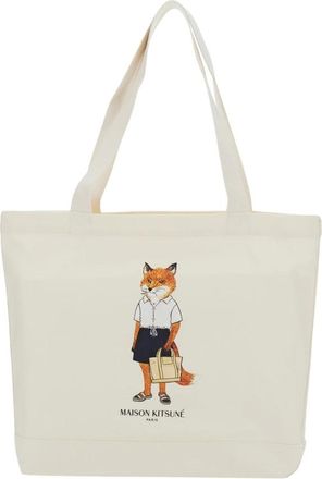 Maison Kitsun&eacute; Homme, Sacs, Blanc, Taille: ONE Size Dressed Fox Tote