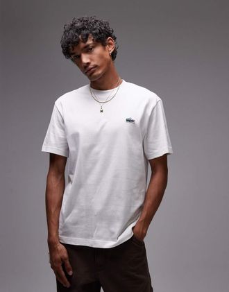 Lacoste T-Shirt in Weiß mit Krokodil-Print