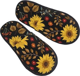 Generic Pantoufles Feuilles De Tournesols Chaussons Respirantes Hiver Slippers Pour Ext&eacute;rieur Chambre Unisex L