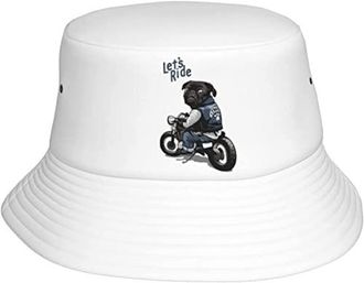 Generic Pliable Seau Chapeau Chien Noir sur Une Moto Chapeaux de Visière Anti-UV Bobs Homme pour Sports Femmes Chasse