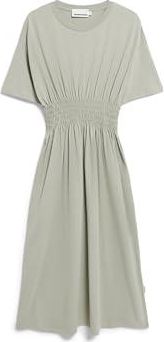 Armedangels Kiwanaa, robe en jersey de coton bio pour femme, coupe décontractée, vert marin, S