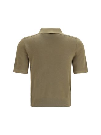 Burberry Womens Knit Polo With Check Trim Flax Merino Wool Ovis Aries Knitwear Sweater