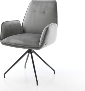 DELIFE Esszimmerstuhl Zoa-Flex Samt Grau Kreuzgestell konisch Schwarz Taschenfederkern, Esszimmerstühle