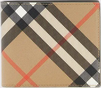 Burberry Portefeuille bifold en coton enduit &agrave; motif Vintage Check