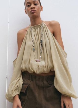 Mango Collier combin&eacute; pierre semi-pr&eacute;cieuse argent - Femme - Taille unique - MANGO