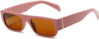 Generic Lunettes de soleil rectangulaires vintage pour femmes lunettes de soleil tendance lunettes hommes classique fleur cadre punk lunettes UV400, C6 Rose-M