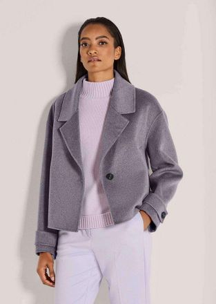 Madeleine Outdoorjacke Luxuri&ouml;se Jacke mit Wollmischung und Kaschmir Reverskragen, Ein-Knopf, Langarm