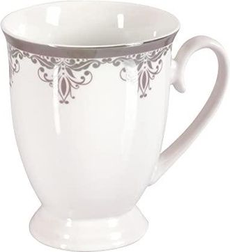 Dajar Ambition Kaffeebecher Porzellan Diana Platin 300 ml Trinkbecher Teebecher Tasse auf Fuß Porzellangriff modern elegant