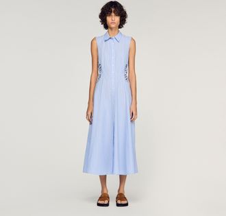 Sandro Robe longue en coton &agrave; rayures