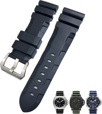 Generic TYKHGFS 26mm 24mm Nature Gummi -Uhrband -Passform für Pam Silicon Red Blue Watch Armband wasserdichte Armbänder Werkzeuge