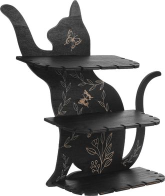 NUOBESTY Rustikales Holz Wandregal Katzenform Dekoratives Floating Shelf für Büro Tür Dekoration Aufbewahrung für Kristalle Ästhetisches Regal für Wohnzimmer u