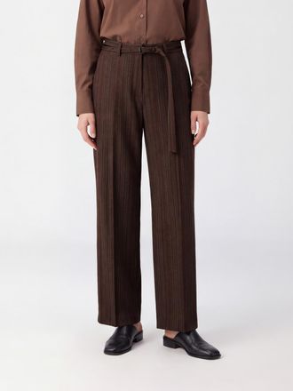 Dries Van Noten Pantalon droit en laine &agrave; rayures tennis avec ceinture