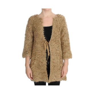 Pink Memories Beiger Strick-Cardigan mit Textur und V-Ausschnitt - - Knitwear - Damen - Beige - S