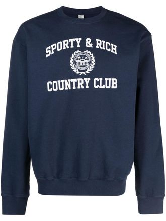 Sporty & Rich sweat en coton &agrave; logo imprim&eacute; - Bleu