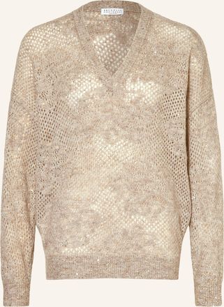 Brunello Cucinelli Brunello Cucinelli Pullover Mit Glitzergarn Und Pailletten grau