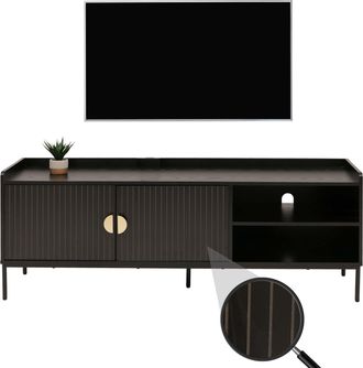 Mendler TV-Rack HWC-O39, TV-Board Fernsehtisch Lowboard TV-Schrank Kommode, Melamin MDF 56x150x40cm - Holzoptik schwarz