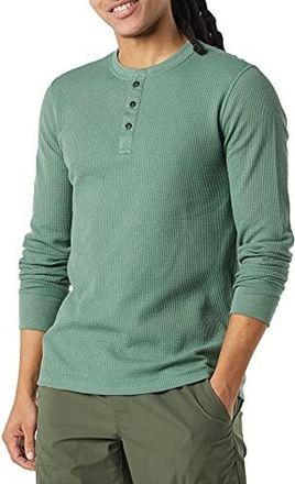 Amazon Essentials Haut Henley Tissu Nid dAbeille à Manches Longues Coupe Régulière Homme, Vert, XXL