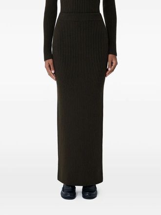 Max Mara ribbed elasticated midi skirt - Gr&uuml;n