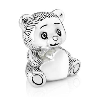 Zilverstad 6757261 Spardose Bär mit Herz anlaufgeschützt 8 x 7 x 12 cm, versilbert