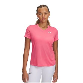 Under Armour T-Shirt f&uuml;r Damen, V-Ausschnitt (Super Pink)