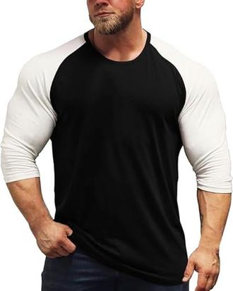 Generic Haut de bodybuilding extensible à manches longues pour homme, coupe ajustée, séchage rapide, vêtements de sport, blanc, XXL