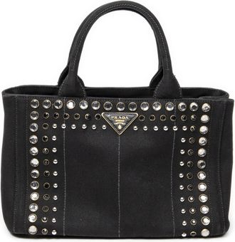 Prada Crossbody Bags - Small Rhinestone Canapa Tote - Gr. unisize - in Schwarz - für Damen