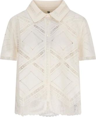Ermanno Scervino Femme, Blouses et Chemises, Blanc, Taille: 42 FR Chemise Tricot&eacute;e