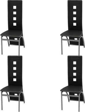 vidaXL Vidaxl - Chaises &agrave; manger lot de 4 noir similicuir