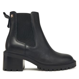Tommy Hilfiger Stiefeletten Tommy Hilfiger Th Leather Chelsea Cleated Heel FW0FW08774 Schwarz