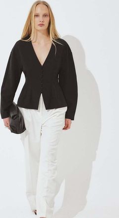 NA-KD Blouse ajust&eacute;e et boutonn&eacute;e - Noir