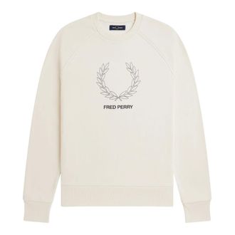 Fred Perry Homme, Sweatshirts et sweats &agrave; capuche, Blanc, Taille: S Outline Laurel Wreath SweaT-shirt