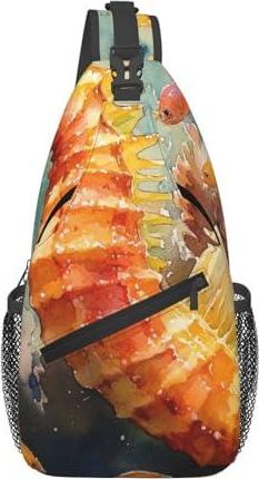 Generic Sac &agrave; dos &agrave; bandouli&egrave;re pour homme Motif poissons et hippocampes