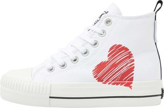 British Knights Damen Kaya MID Sneaker, Weiss Schwarz Rotes Herz, 36 EU