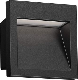 LEDs Com LED Wandeinbauleuchte NOLA, Downlight für außen, IP54, schwarz matt, 90 x 90mm, warmweiß